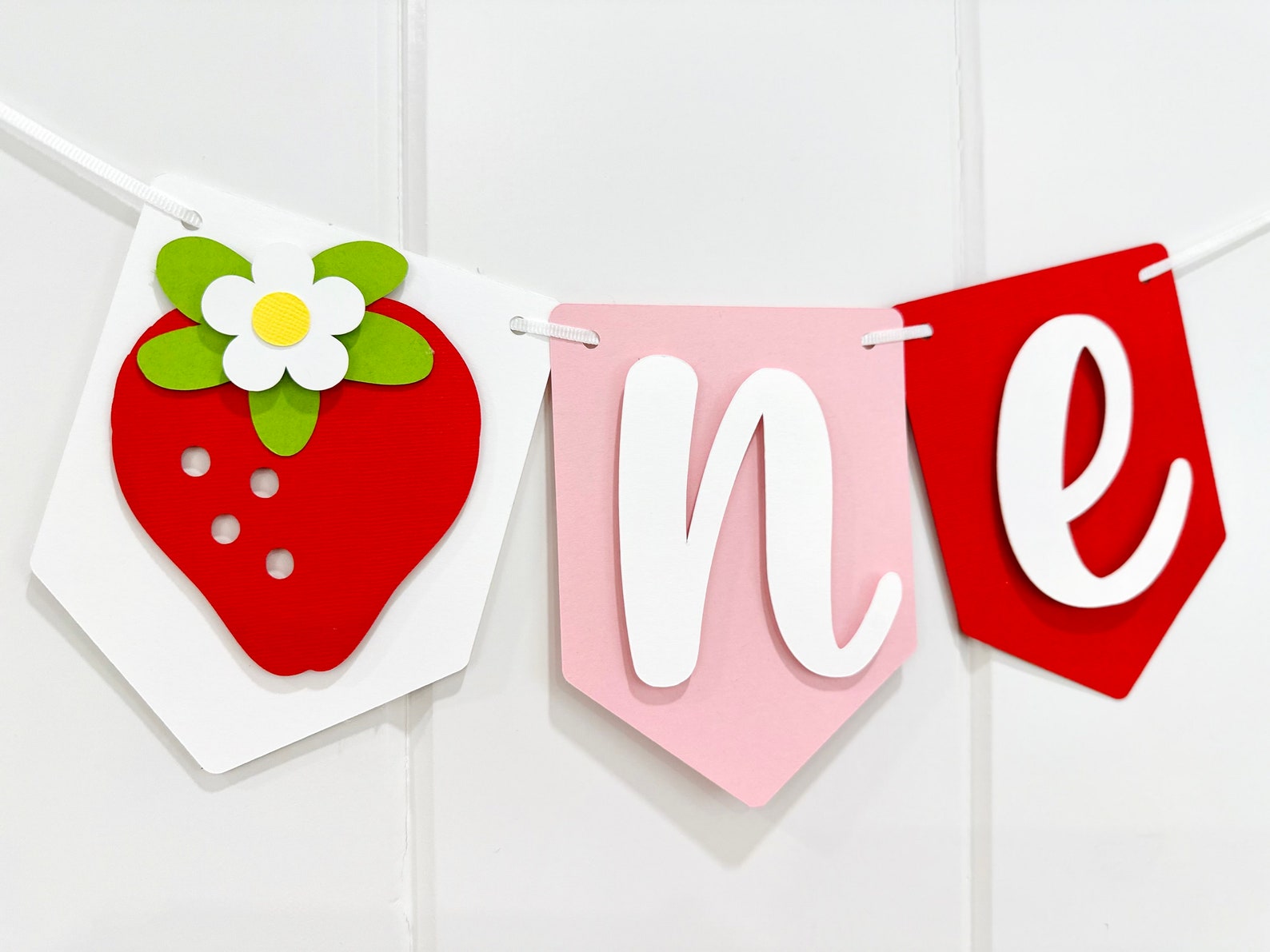Berry 1st Birthday Girl Strawberry High Chair Banner, ONE Birthday ...