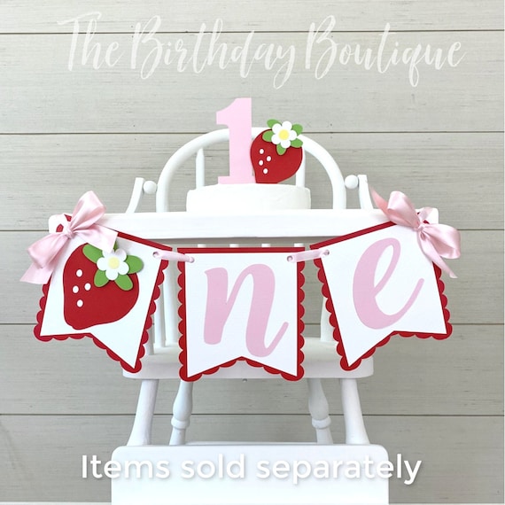Strawberry Highchair Banner| Berry First Birthday| One Banner| Girl 1st ...
