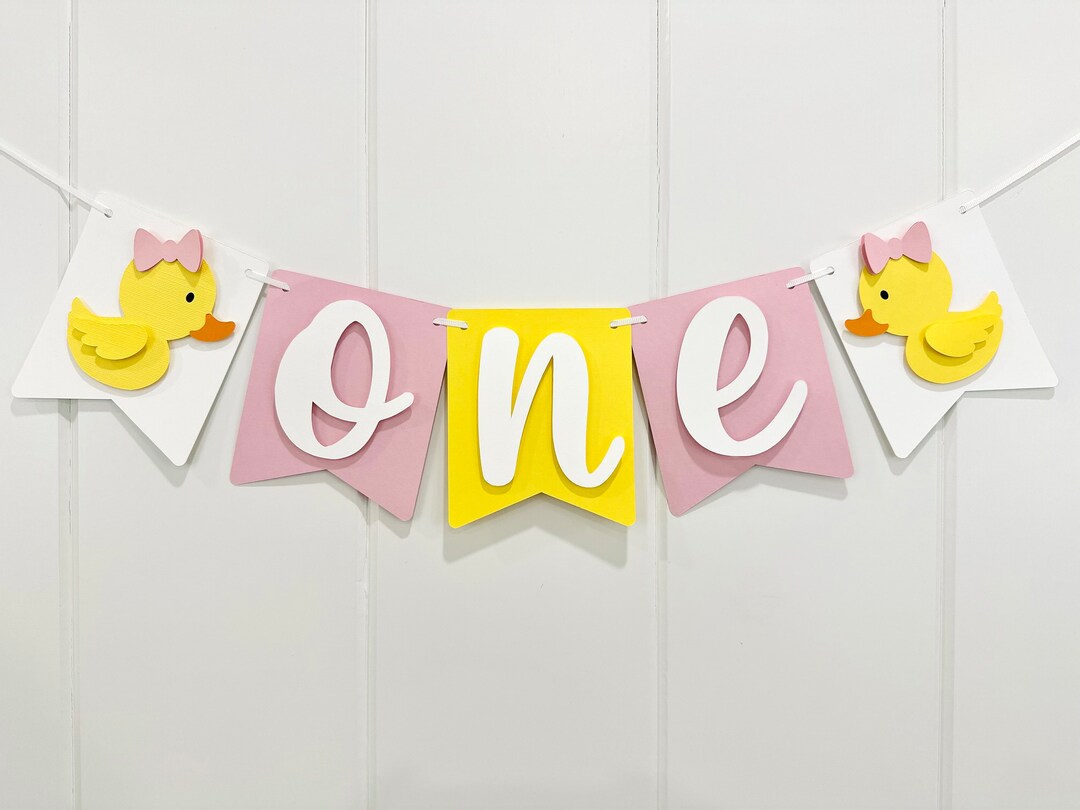 Rubber Ducky 1st Birthday Girl High Chair Banner, Girl First Birthday ...