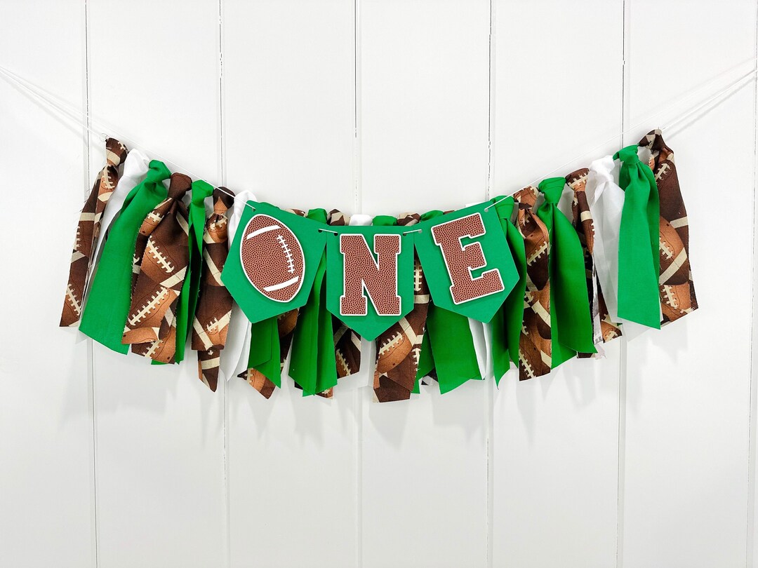 Football First Birthday Boy High Chair Banner, Touchdown 1st Birthday ...