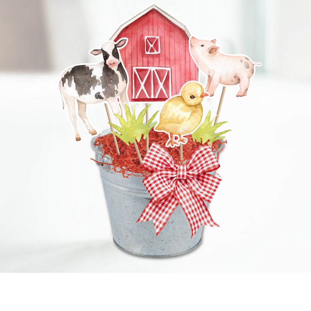 Farm Animal Centerpieces for Farm Birthday Party. Printable Barnyard ...