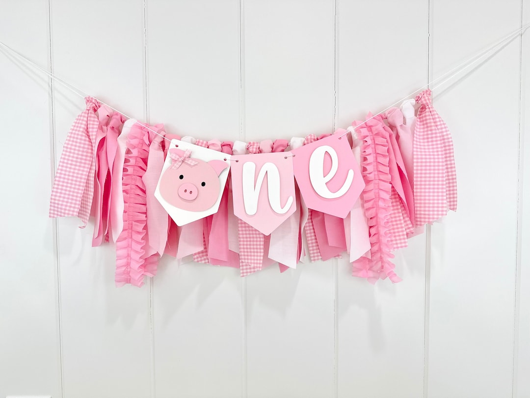 Pig 1st Birthday Girl High Chair Decoration, Barnyard Birthday Farm ...