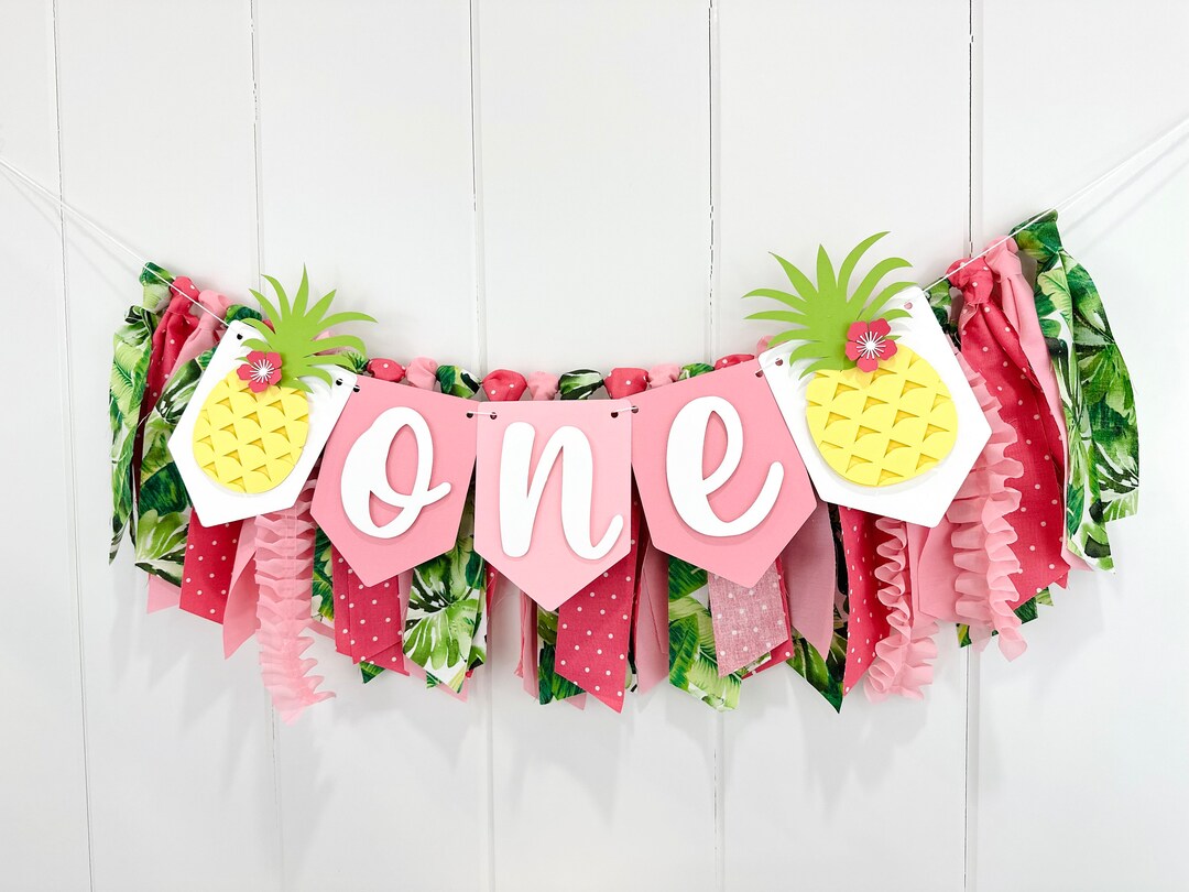 Tropical 1st Birthday Girl High Chair Party Decoration, Hawaiian ...