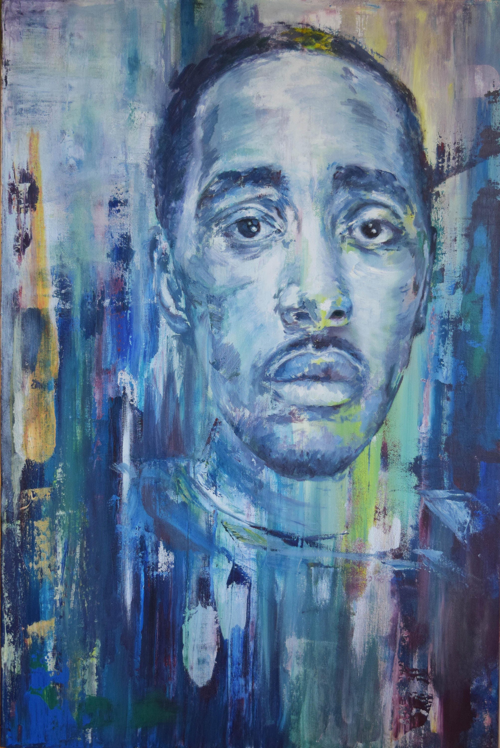 Expressive Portrait Painting. Blue. Contemporary Oil Painting. - Etsy