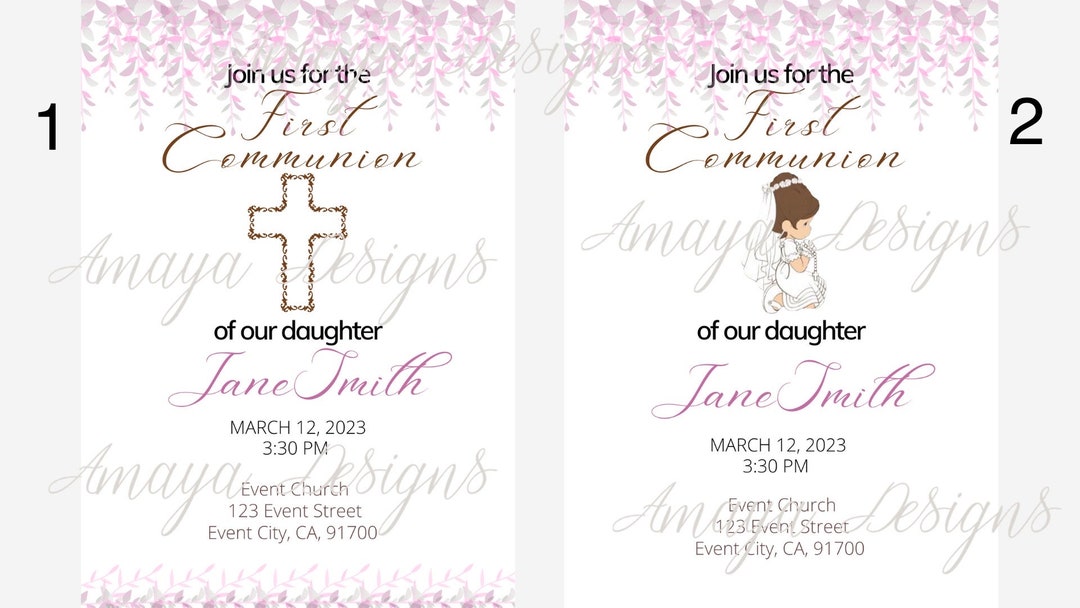 First Communion -girl Invitation - Etsy