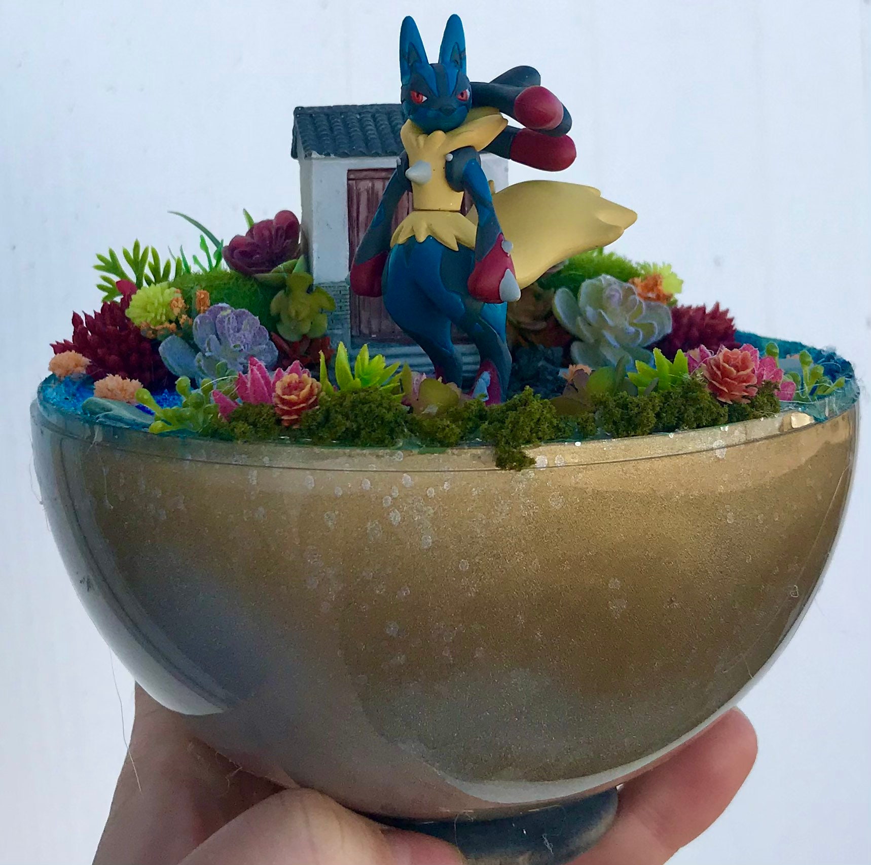 Mega lucario Pokémon pokeball terrario con luces | Etsy
