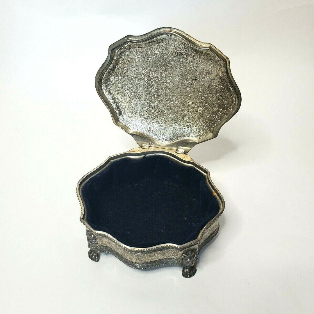 Vintage Silver Plated Jewelry Box - Etsy