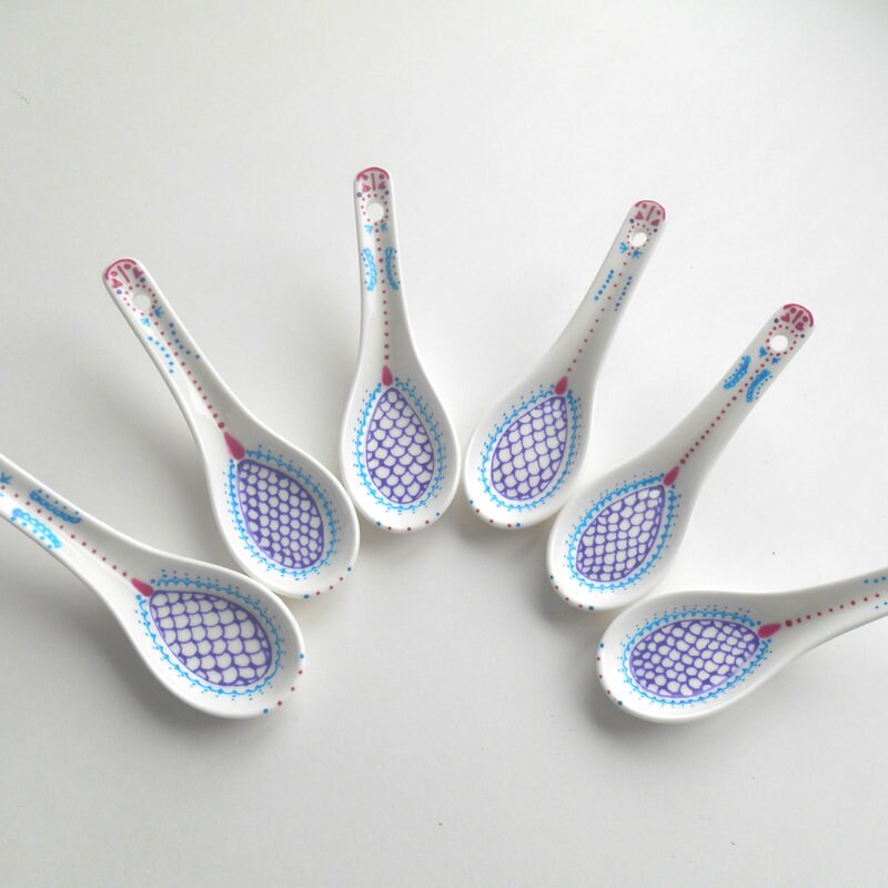 Bite spoons patterns. Hand-painted. Set of 6 spoons | Etsy