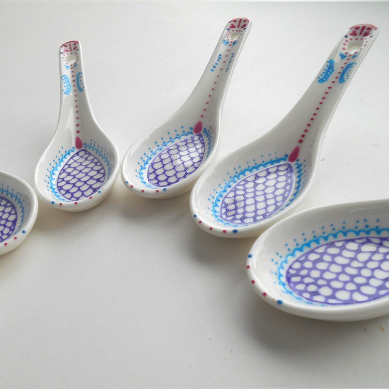 Bite spoons patterns. Hand-painted. Set of 6 spoons | Etsy