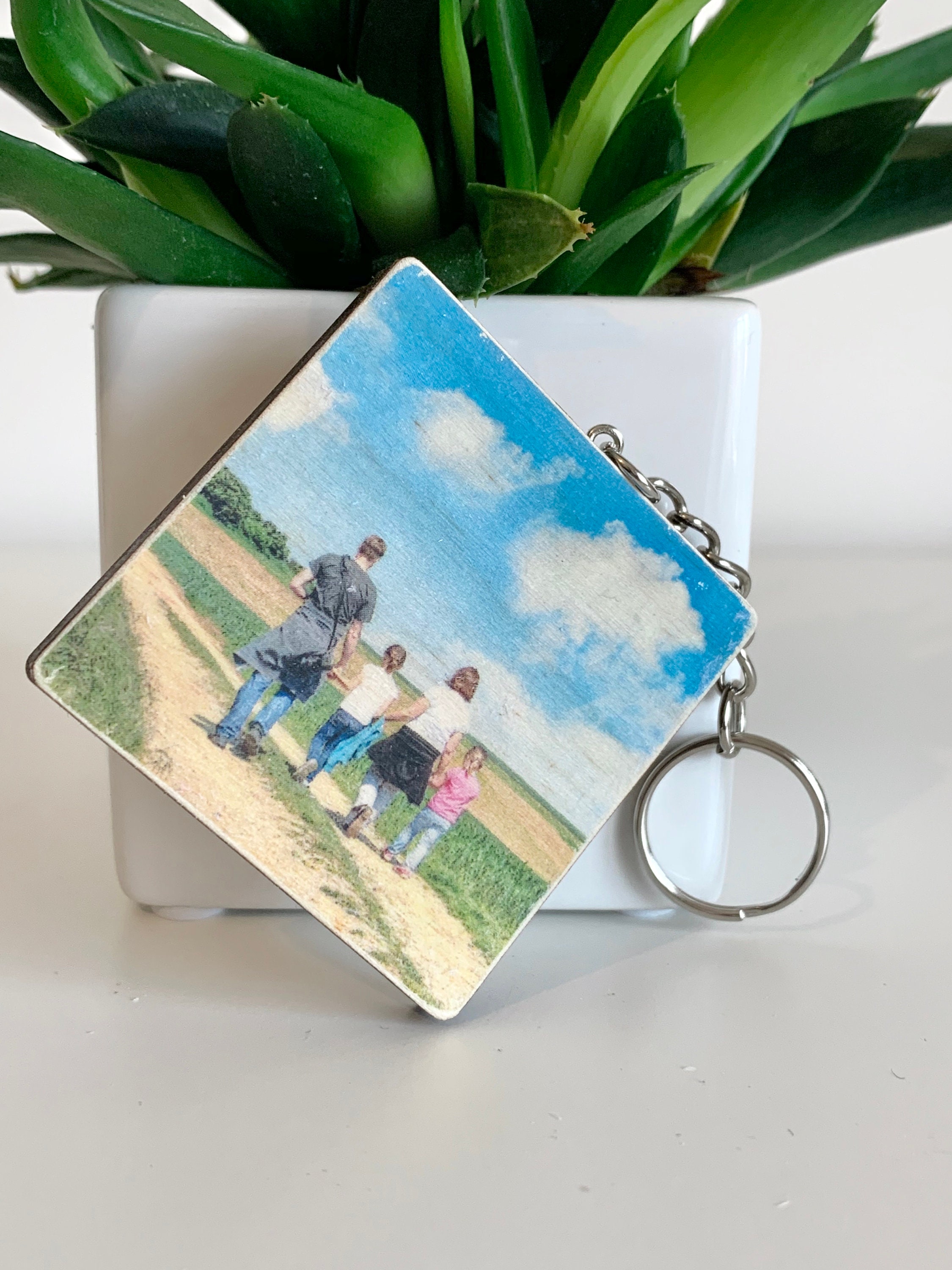 Wooden Photo Keyring Personalised Photo Keyring Photo | Etsy UK