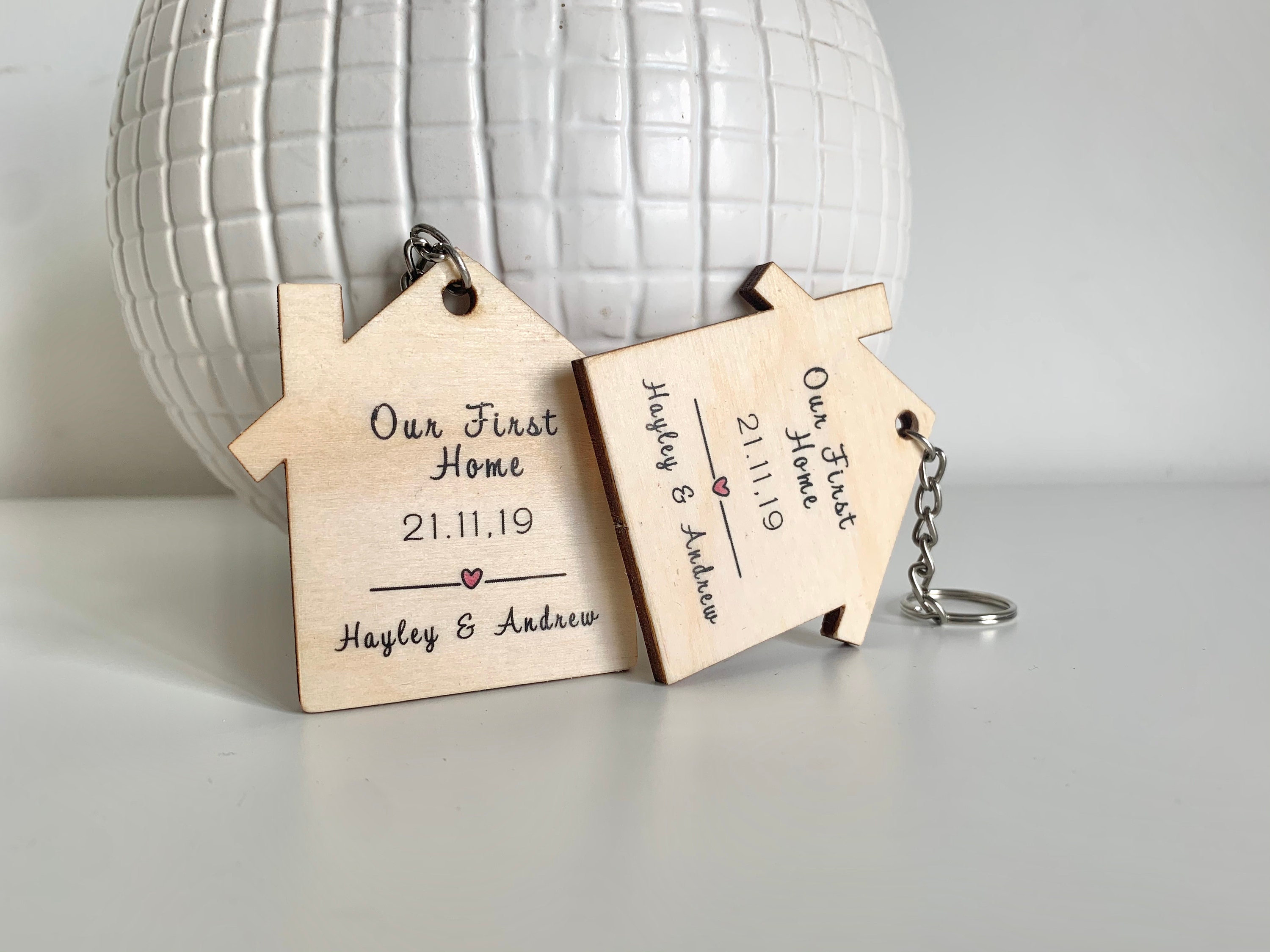 Set of 2 Personalised New Home Keyring With Names and Date | Etsy