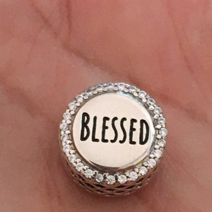 Genuine Pandora Blessed Silver Charm With Clear Cubic Zirconia ...