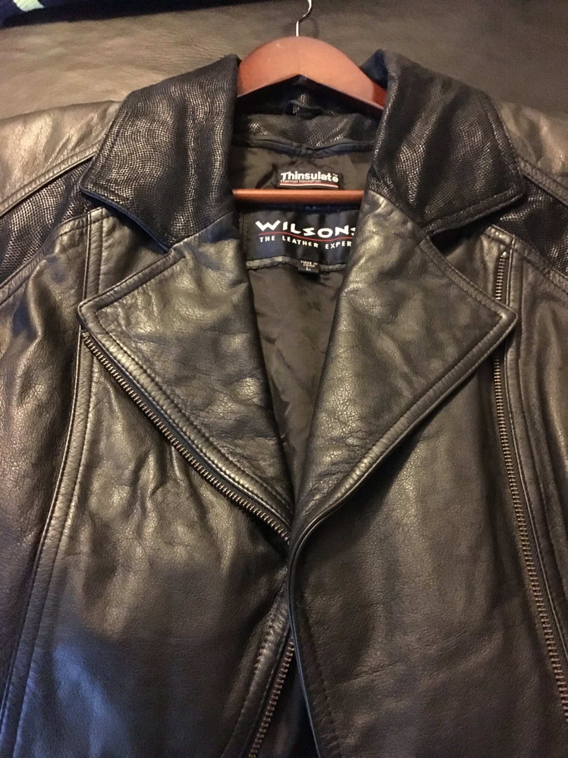 Wilsons Black Leather Ladies Motorcycle Jacket Size Large With - Etsy ...