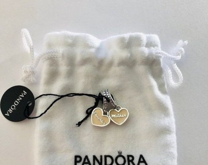 Genuine Pandora Sterling Silver Mother & Daughter Hearts Dangle Charm ...