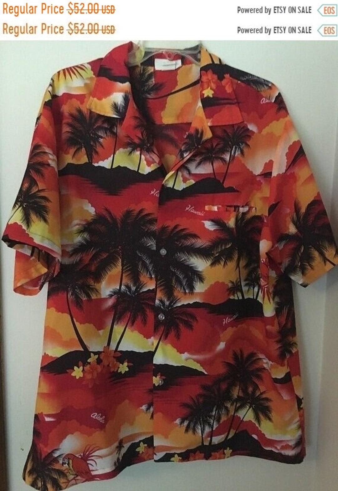 Vintage Jade Fashions Hawaiian Sunset Palm Trees Aloha Shirt Men’s Size ...