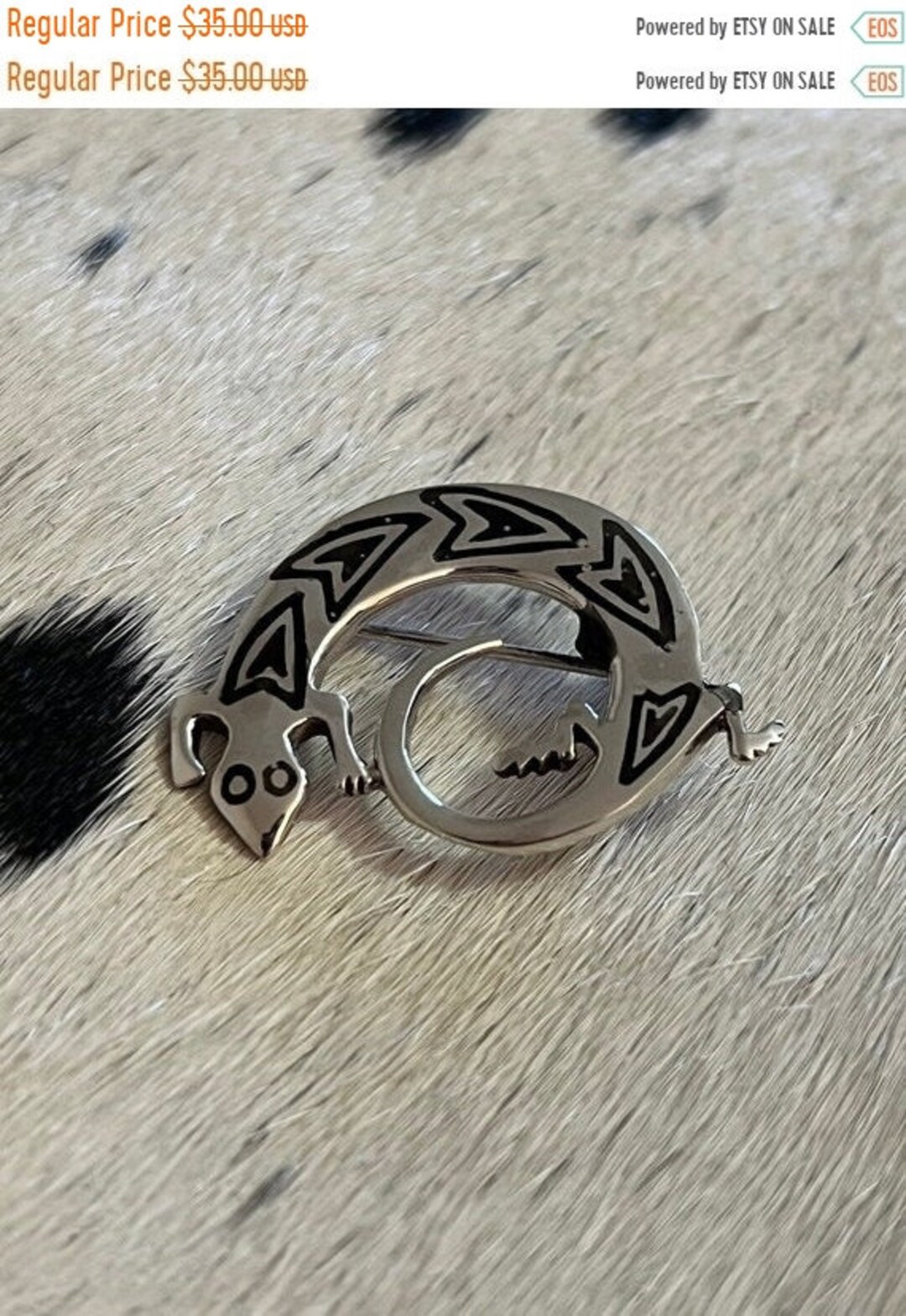 Solid .925 Sterling Silver Native American Gecko Lizard Brooch - Etsy