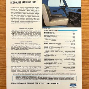 1963 Ford Econoline Van - Original Dealer Showroom Sales Brochure - 8 1 ...