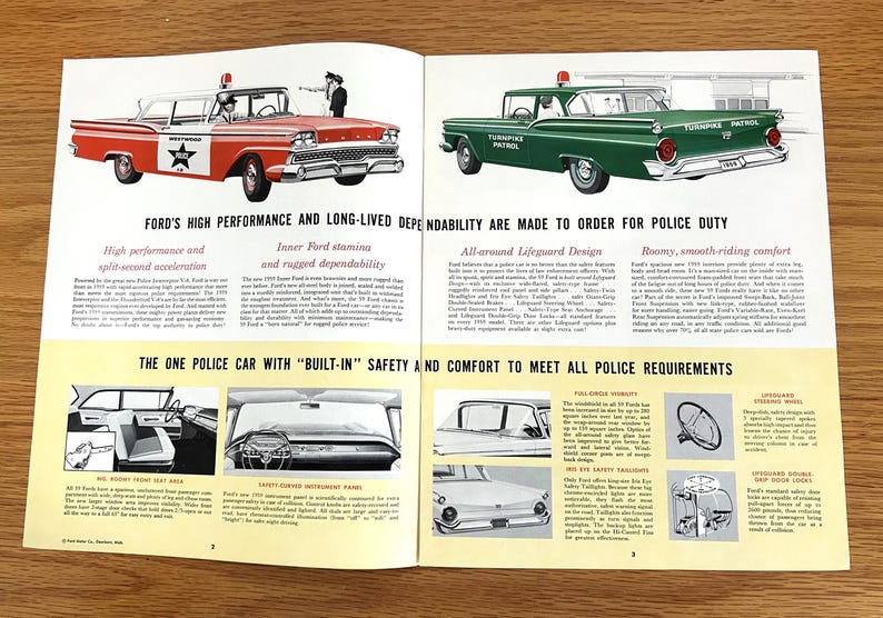 1959 Ford Police Car: Original Dealer Sales Brochure From 1959 - Etsy
