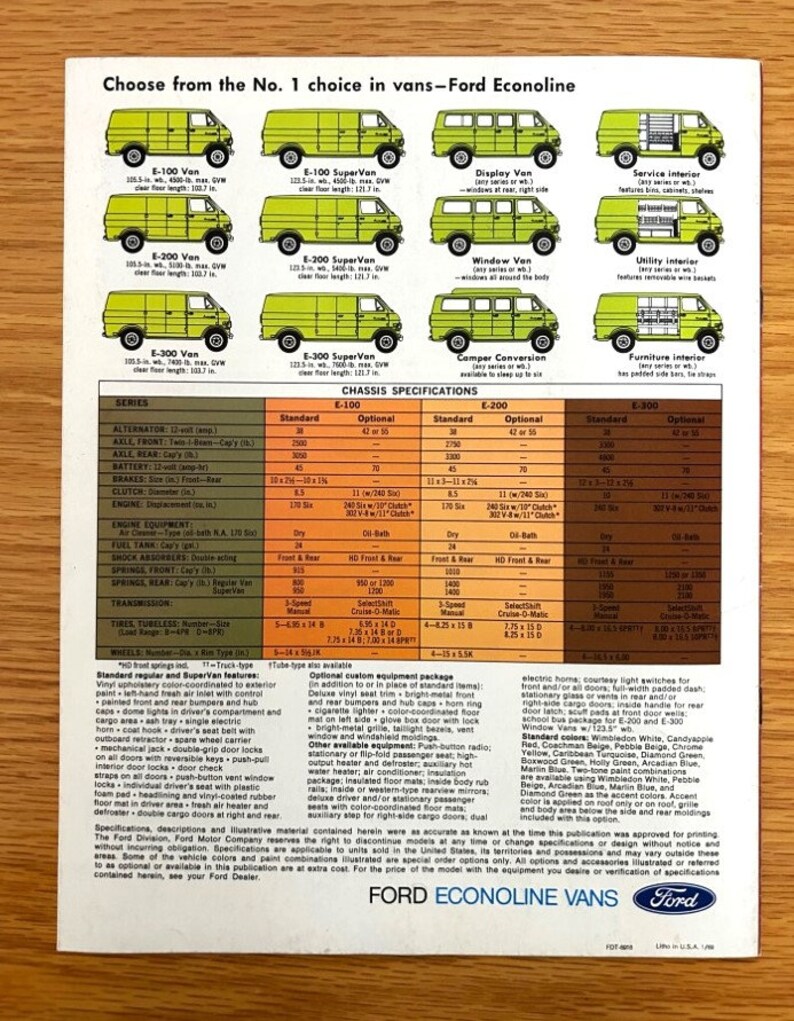 1969 Ford Econoline - Original Dealer Showroom Sales Brochure From 1969 ...