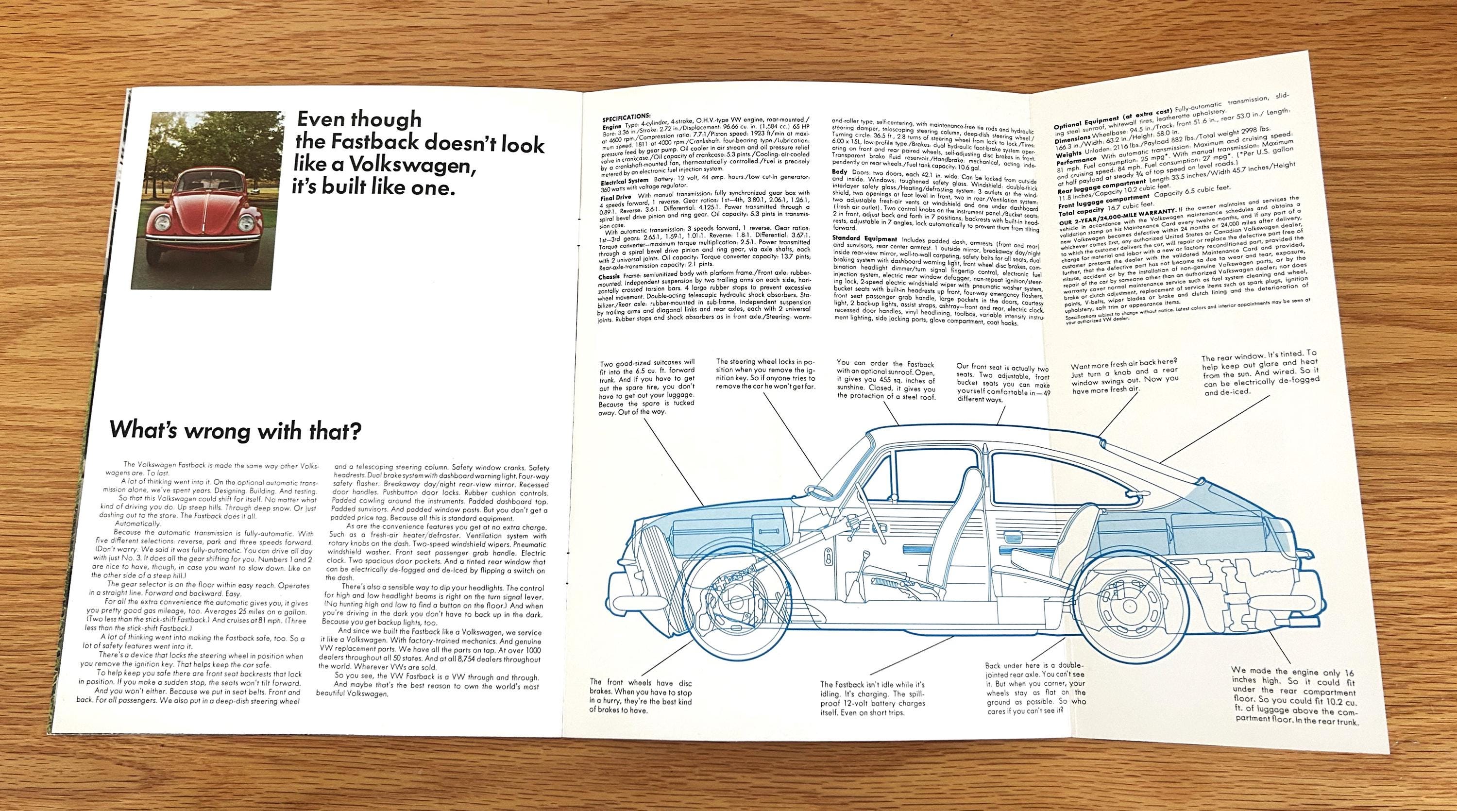 1968 Volkswagen Fastback - Original Dealer Showroom Sales Brochure - Etsy