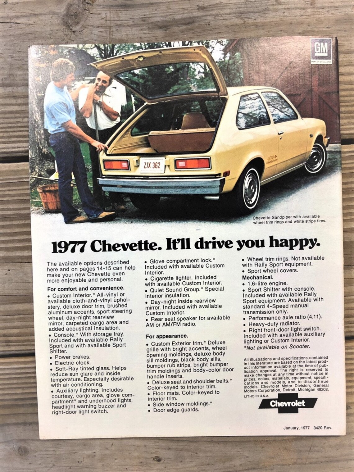 1977 Chevrolet Chevette Original Dealer Sales Brochure 8 - Etsy