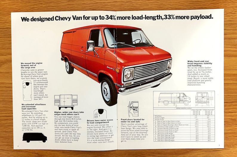 1971 Chevrolet Van Sales Brochure: Original Dealer Showroom - Etsy