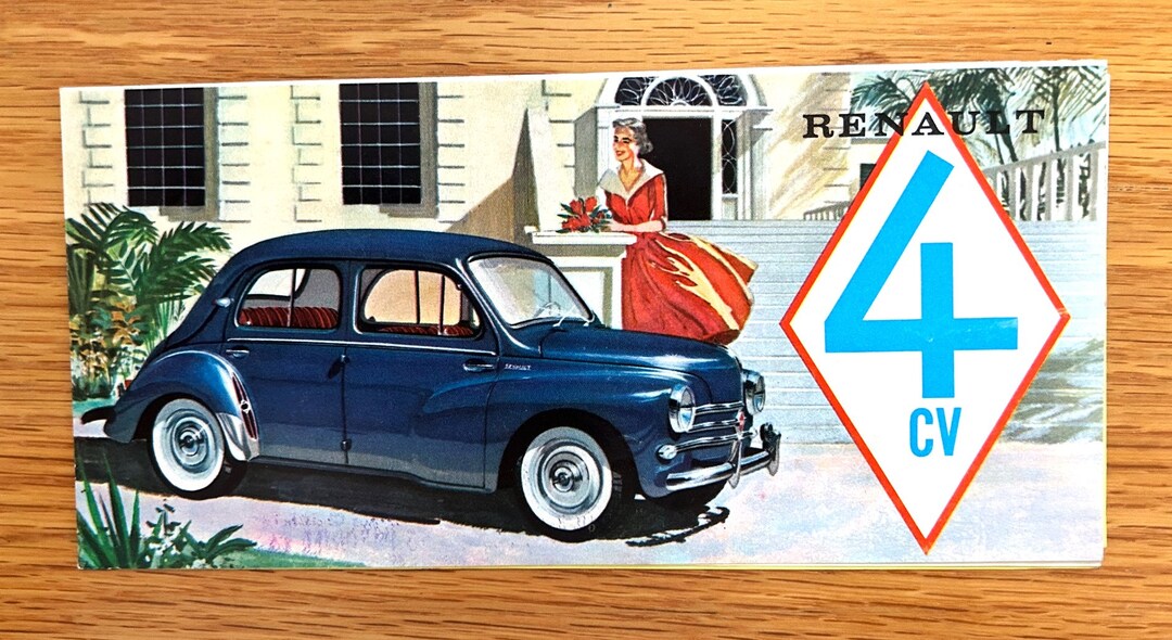 1954 Renault 4CV - Original Dealer Sales Brochure - 8" X 4" Opens to ...