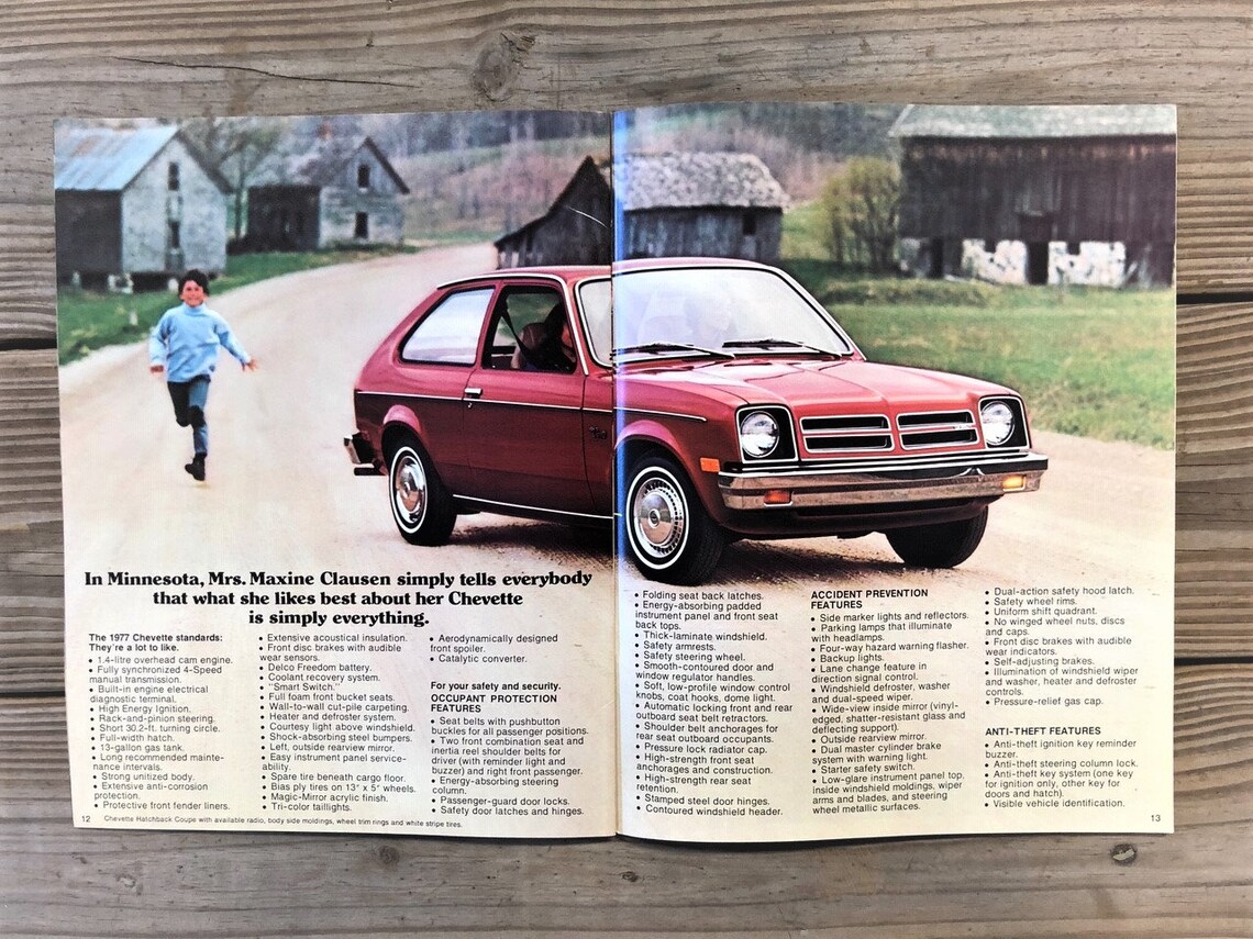 1977 Chevrolet Chevette Original Dealer Sales Brochure 8 - Etsy