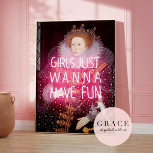 Neon Queen Altered Art Print, Pink Maximalist Print, Pink Wall Print ...