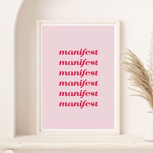 Manifest Wall Print, Pink Goals Print, Digital Download, Manifesting ...