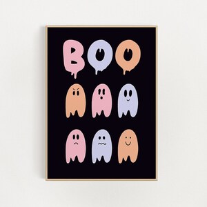 Pink Halloween Ghost Print Boo Printable Wall Art Pink - Etsy UK