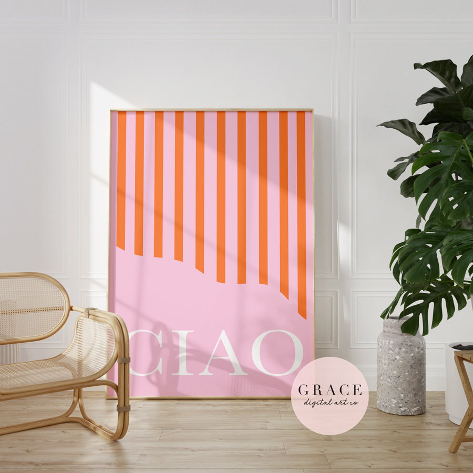 Ciao Quote Print Ciao Digital Download Pink and Orange - Etsy