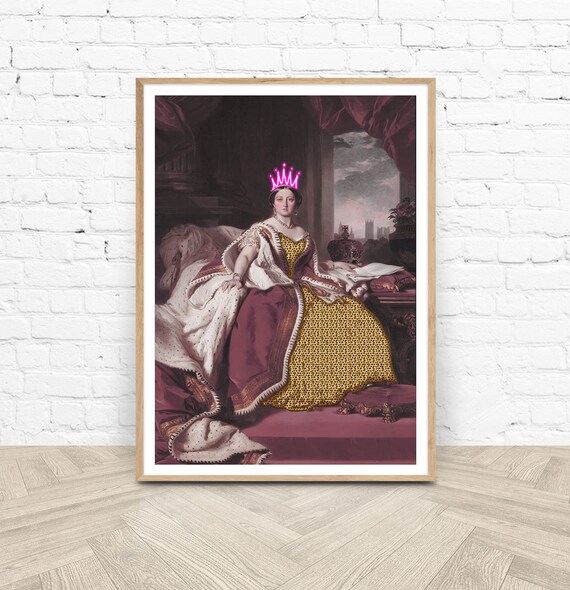 Queen Victoria Print Altered Art Neon Print Pink Wall | Etsy