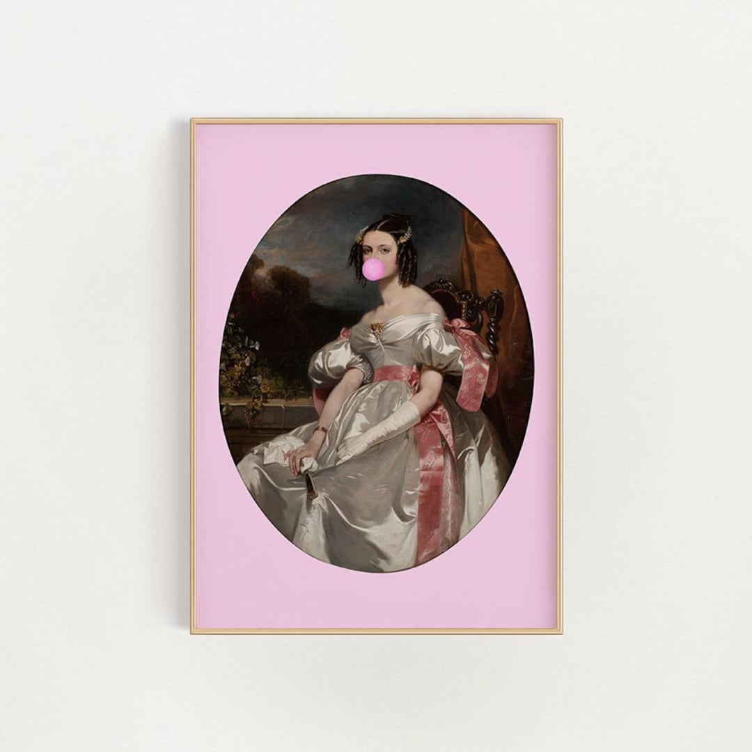 Pink Bubble Gum Print | Girly Decor | Altered Art | Printable Poster ...
