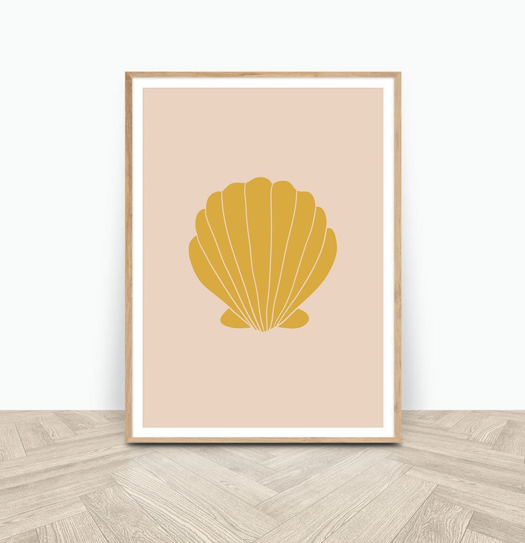 Boho Clam Shell Wall Art Print, Mustard Print, Boho Decor, Boho Print ...