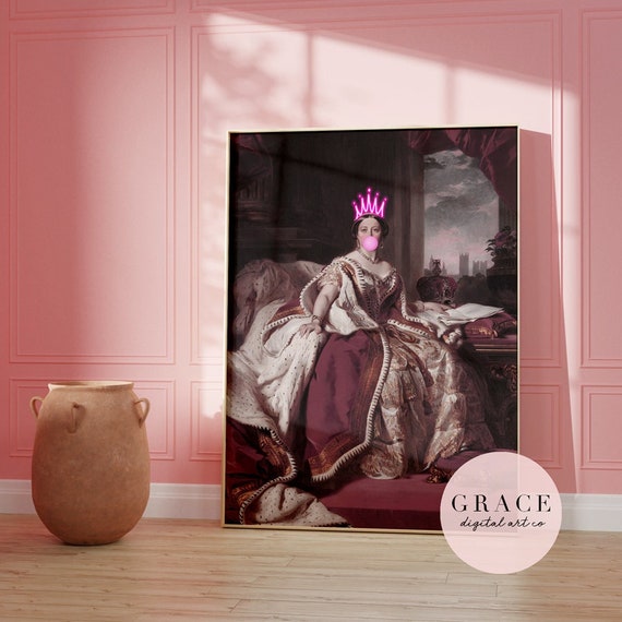 Queen Victoria Bubble-gum Print Neon Print Pink Wall Print - Etsy
