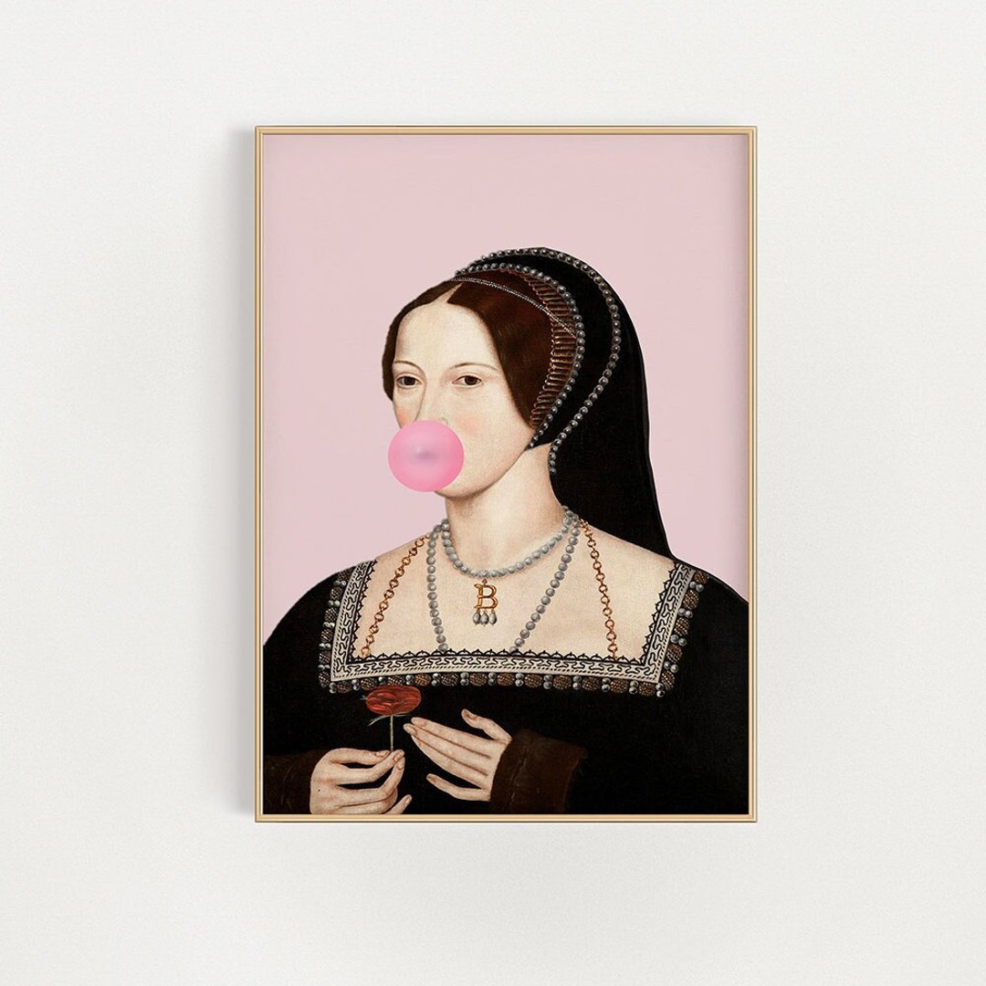 Anne Boleyn Bubble Gum Wall Art Portrait Print Altered Art Printable