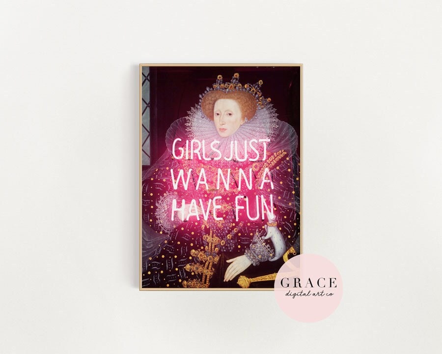 Neon Queen Altered Art Print Pink Maximalist Print Pink Wall - Etsy