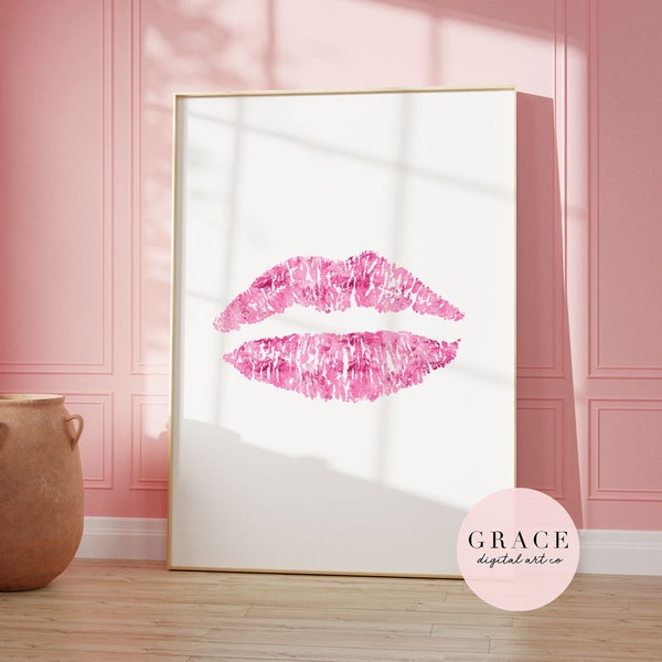 Pink Kiss Lips Poster - Etsy