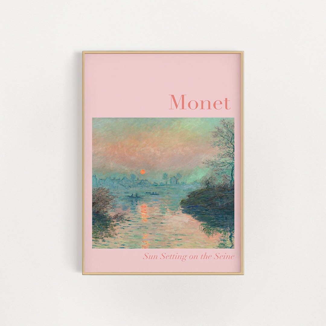 Monet Sunset Print, Pink Monet Art Print, Digital Downloads, Printable ...
