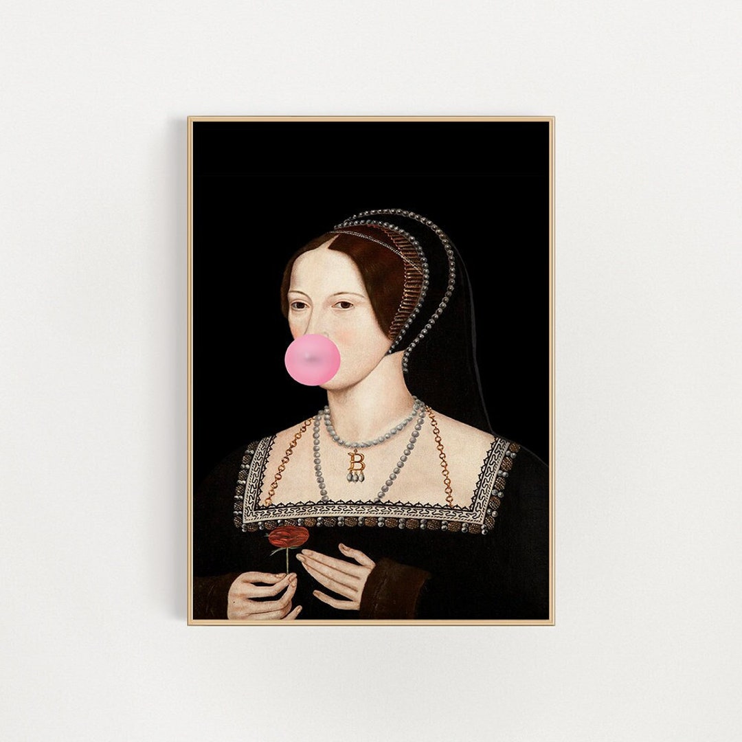 Anne Boleyn Bubble Gum Portrait Print Altered Art Printable Poster