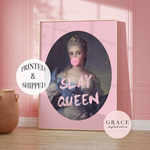 Slay Queen Pink Altered Art Poster - Printed and Shipped - Etsy