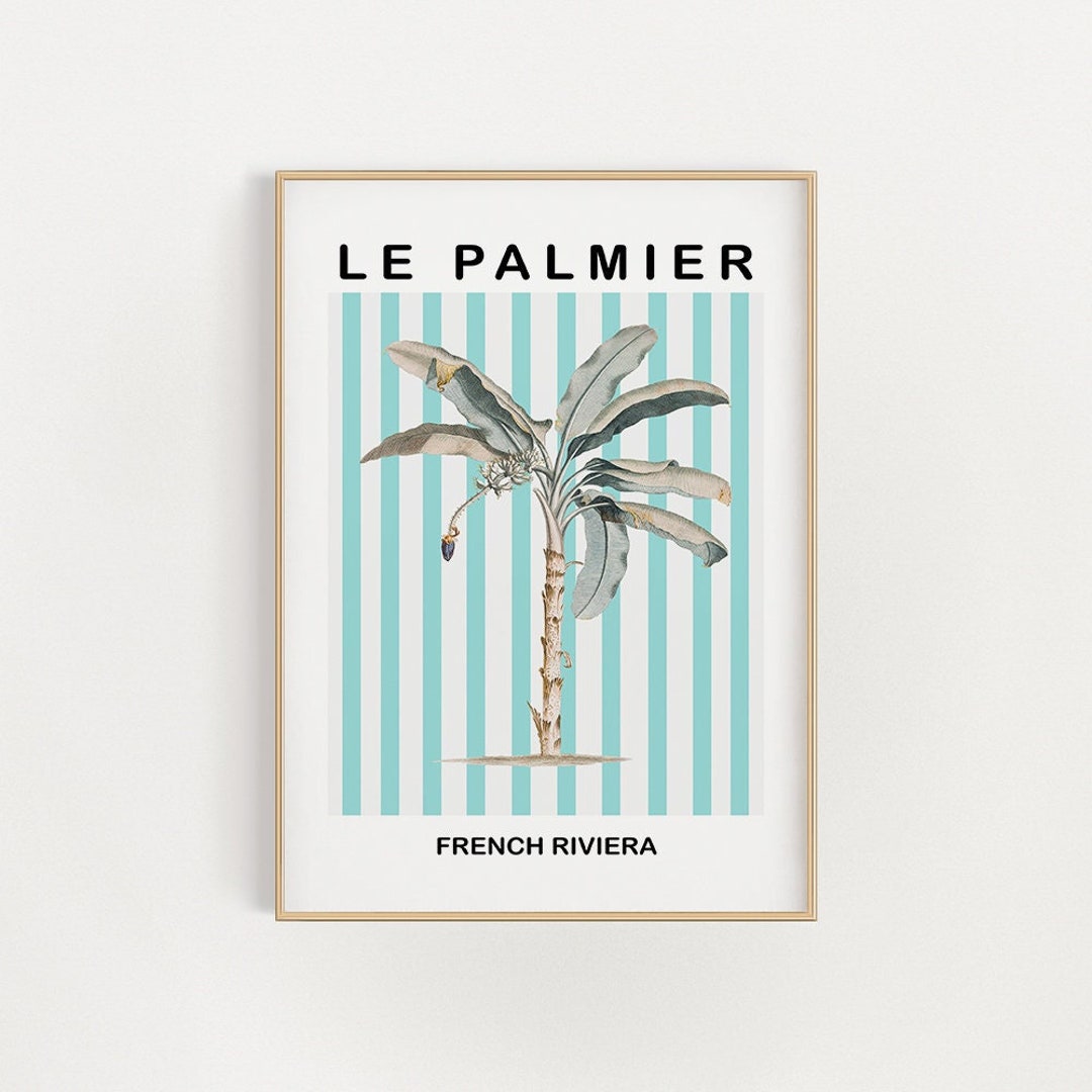 Striped Palm Tree Wall Art Print | Palm Tree Poster | Blue Wall Art ...