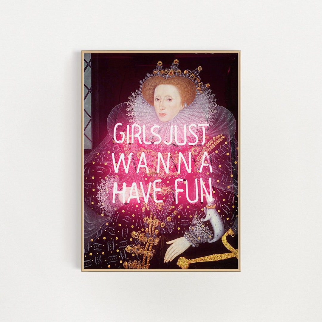 Neon Queen Altered Art Print, Pink Maximalist Print, Pink Wall Print ...