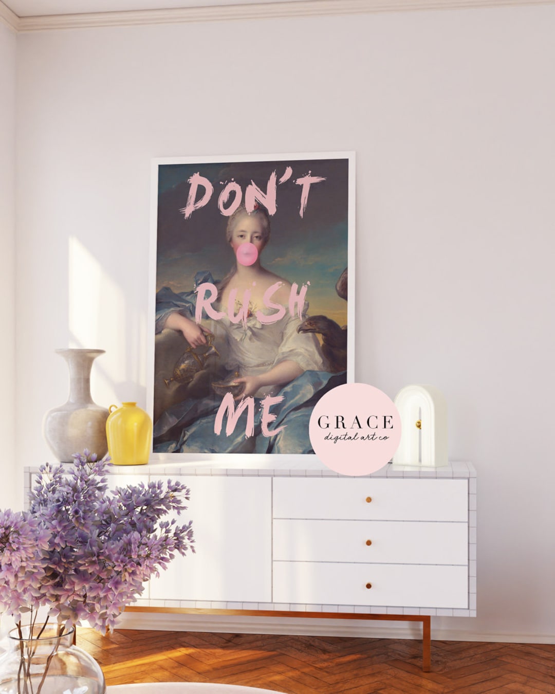 Don't Rush Me Wall Art Print Digital Prints Eclectic Home Decor Pink ...