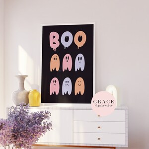 Pink Halloween Ghost Print Boo Printable Wall Art Pink - Etsy UK