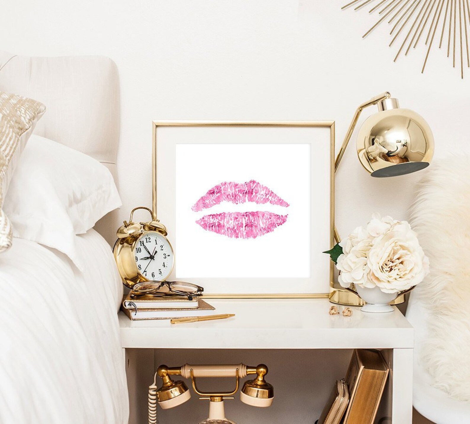 Pink Lips Print Lips Wall Art Kiss Poster Bedroom Wall - Etsy