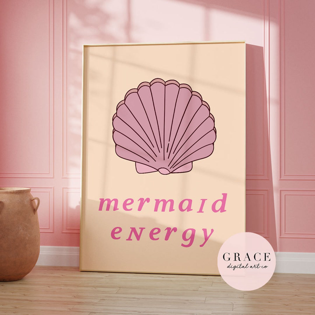 Mermaids Clam Shell Wall Art Print Pink Mermaid Energy - Etsy