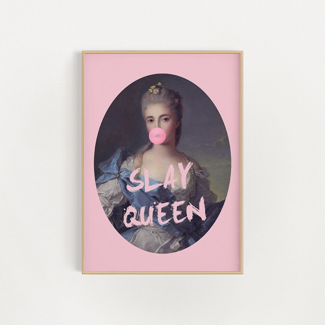 Slay Queen Altered Art Print | Bubble Gum Pink Wall Art | Printable ...