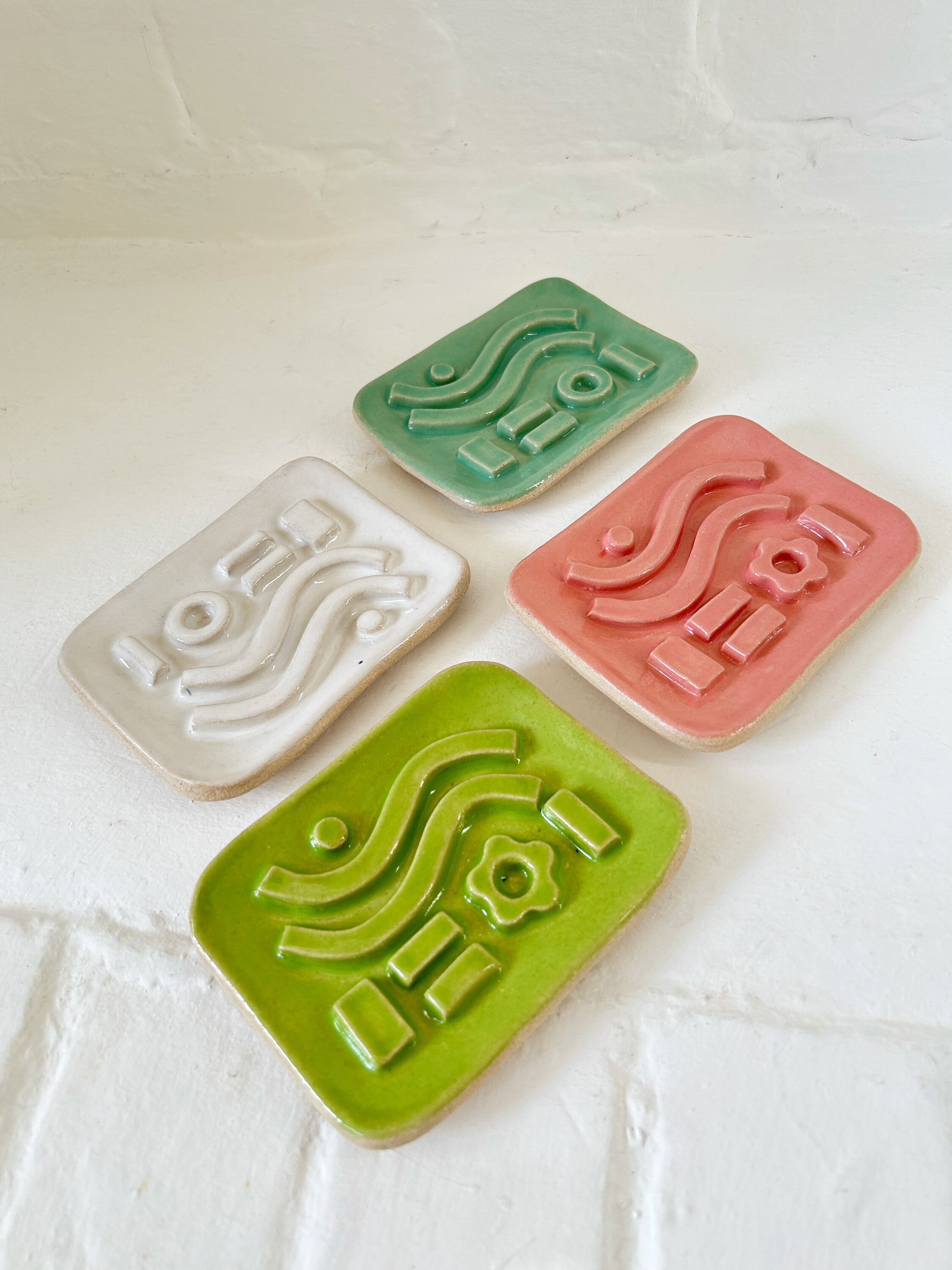 Handmade Ceramic Soap Dish With Geometric Pattern and White - Etsy